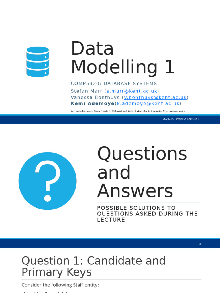 COMP5320 2025 Wk2 L2 Data Modelling 1 Questions - Tagged | PDF | Databases | Information Retrieval