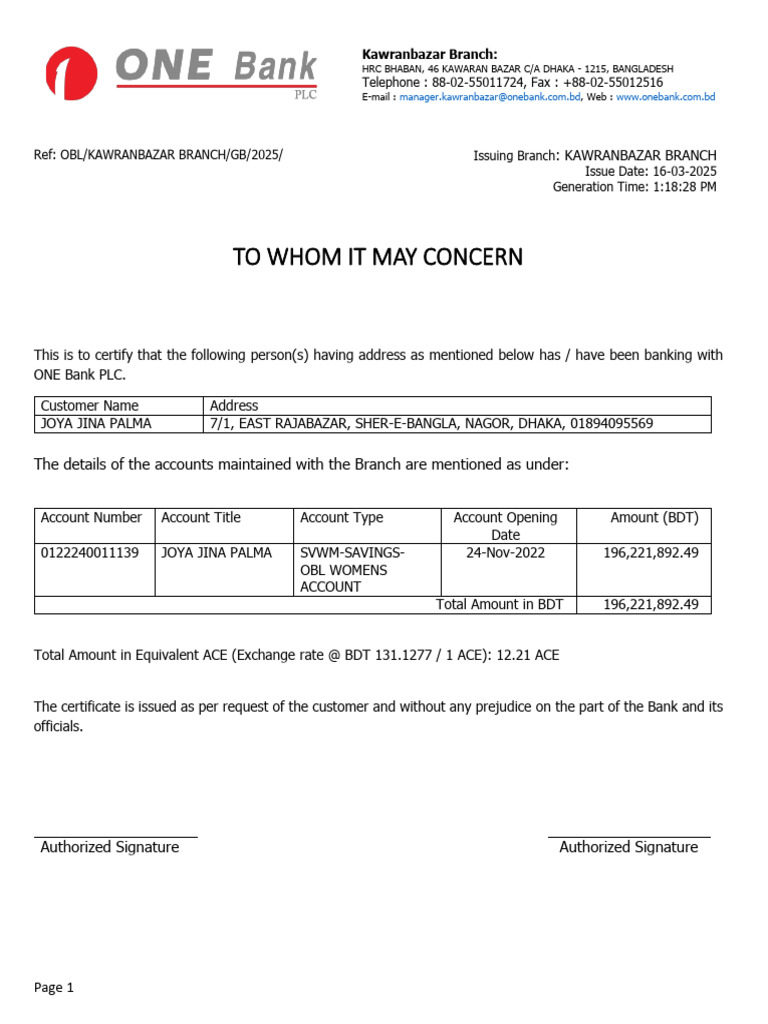 Solvency Certificate | PDF