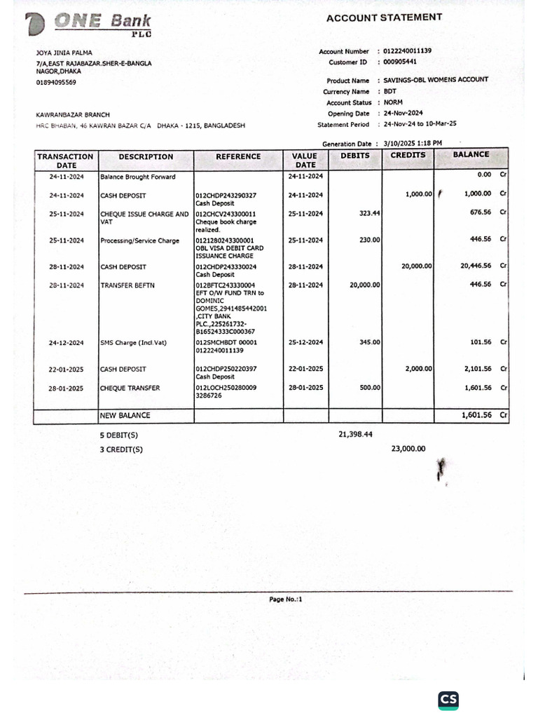 Statement and Solvency Format | PDF