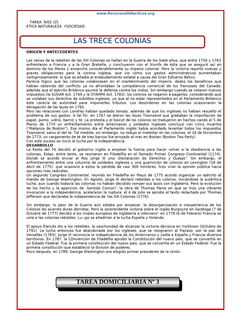 Causas y Eventos de la Independencia USA | PDF | Trece colonias ...