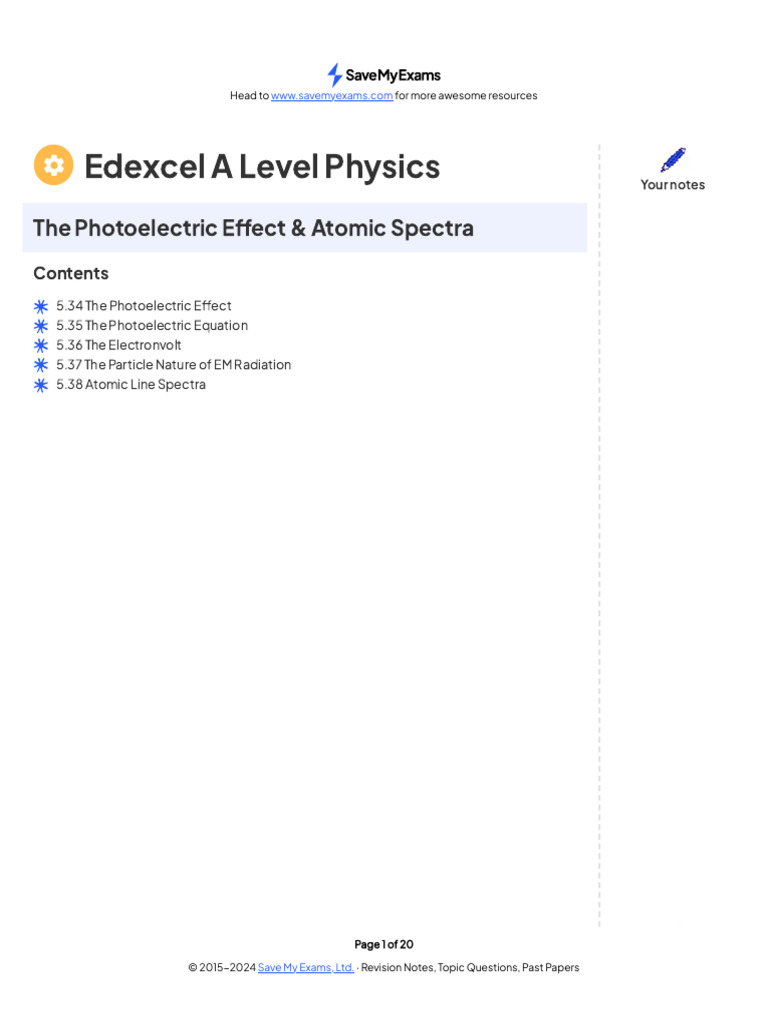 The Photoelectric Eect & Atomic Spectra | PDF | Emission Spectrum ...