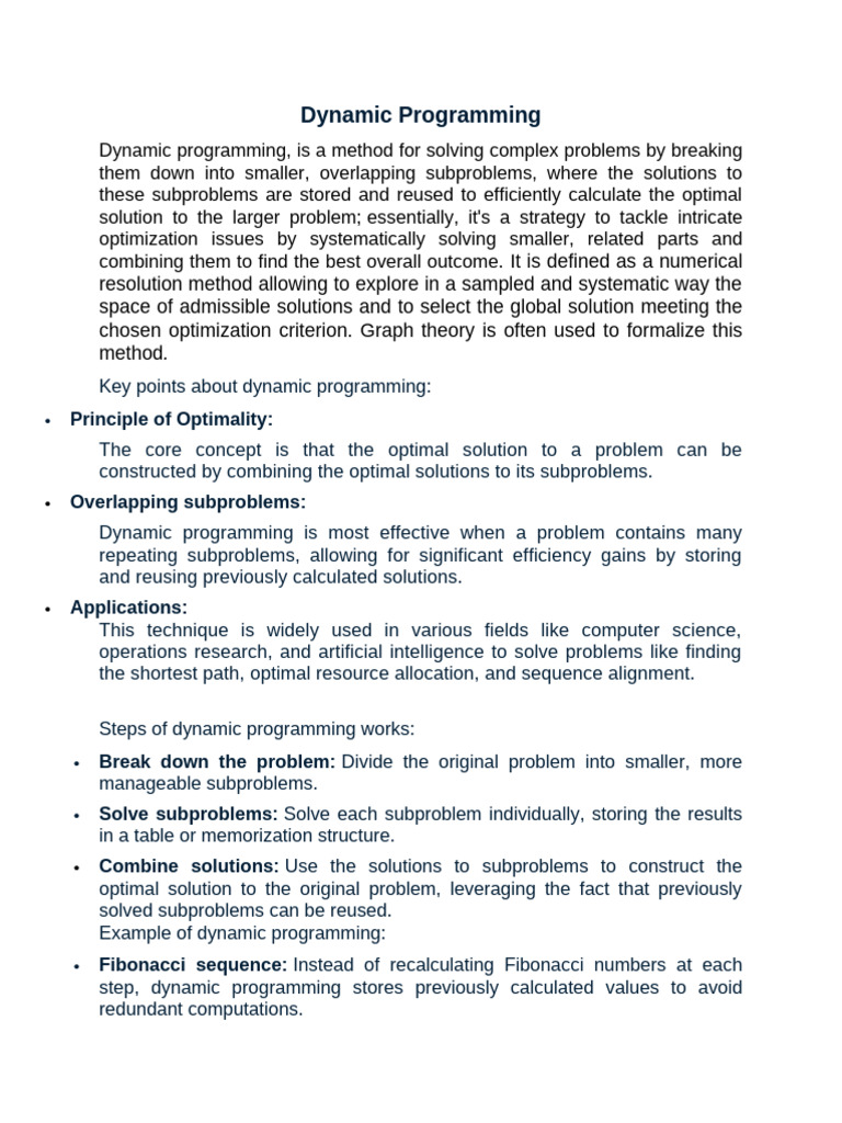 Dynamminc Programming Optimality Pdf Dynamic Programming