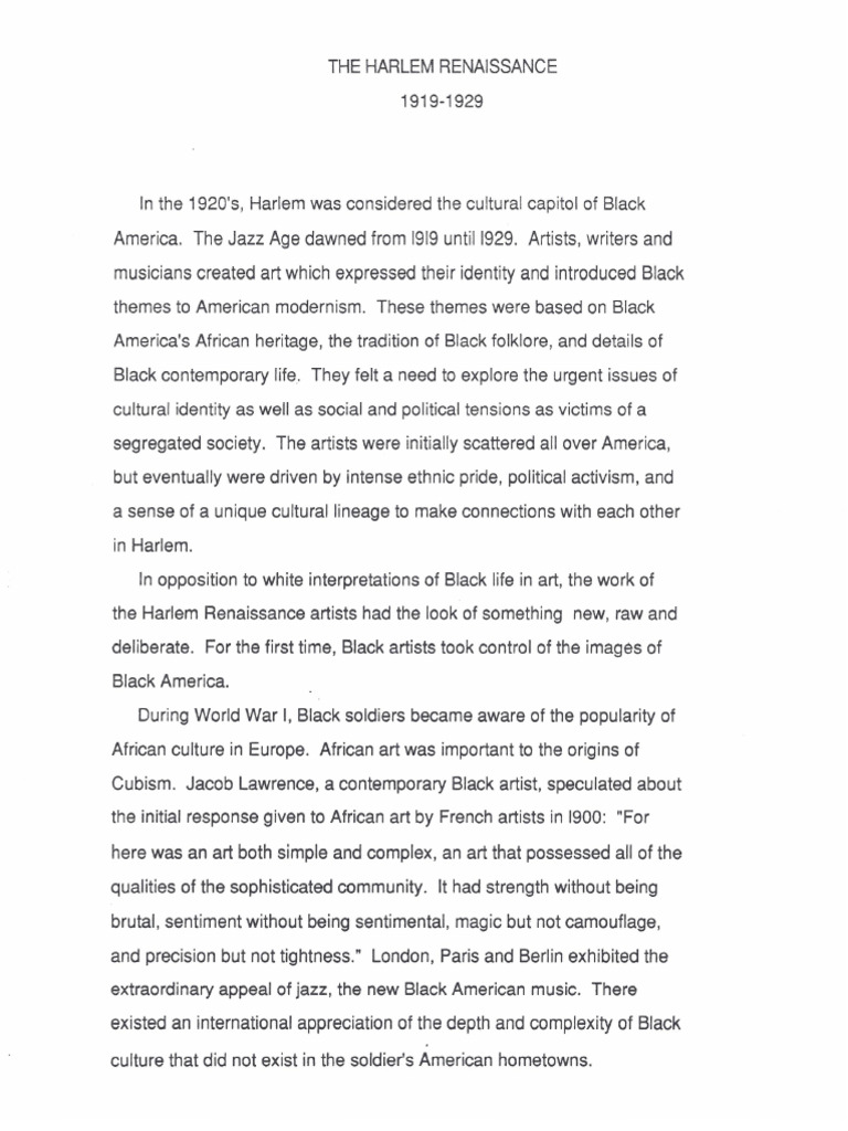 Harlem Renaissance Informationals | PDF