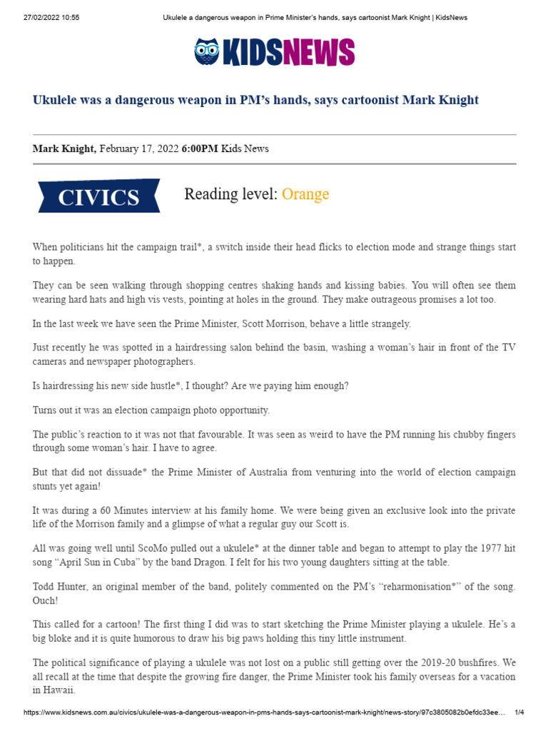 Ukulele A Dangerous Weapon in Prime Minister's Hands, Says Cartoonist ...