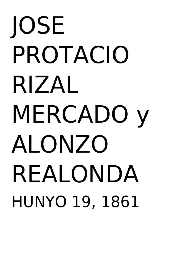 Jose Protacio Rizal Mercado y Alonzo Realonda | PDF