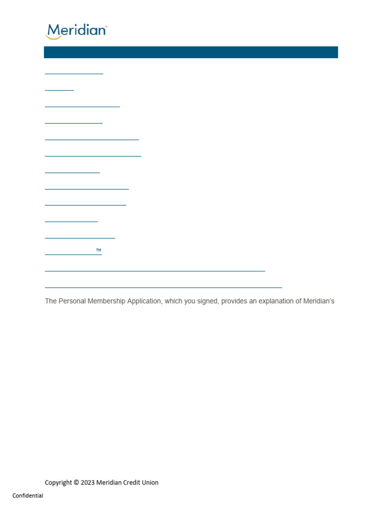 Meridian Membership-Terms | PDF | Cheque | Debit Card