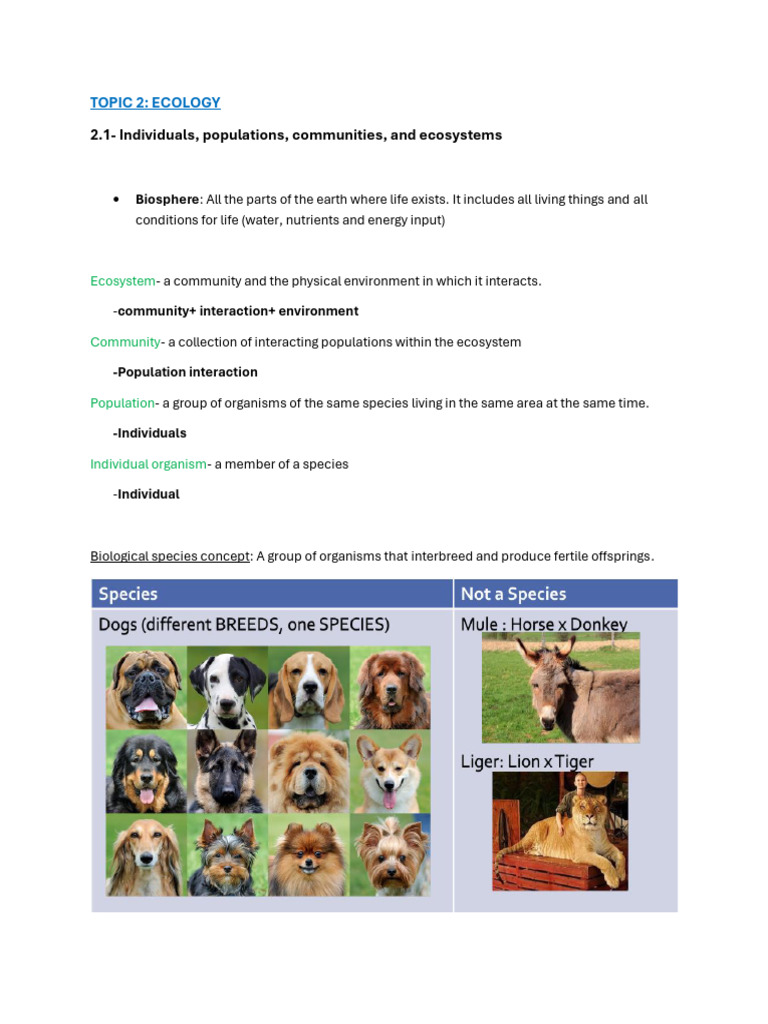 2.1- Individuals, populations, communities and ecosystems | PDF ...