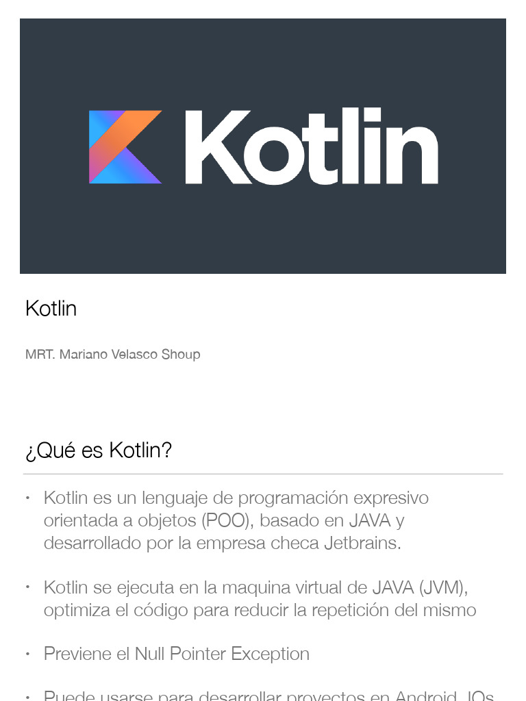 Kotlin | PDF | Java (lenguaje de programación) | Variable (informática)