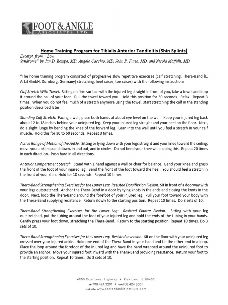 Shin Splints Home Training Program | PDF | Human Leg | Foot