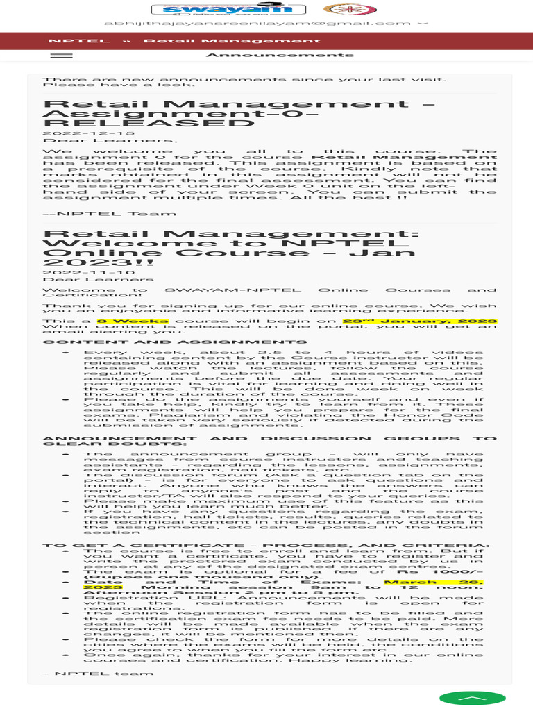 Retail Management - Announcements | PDF | Educational Technology