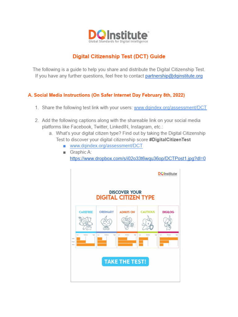 Digital Citizenship Test (DCT) Social Media Guide | PDF