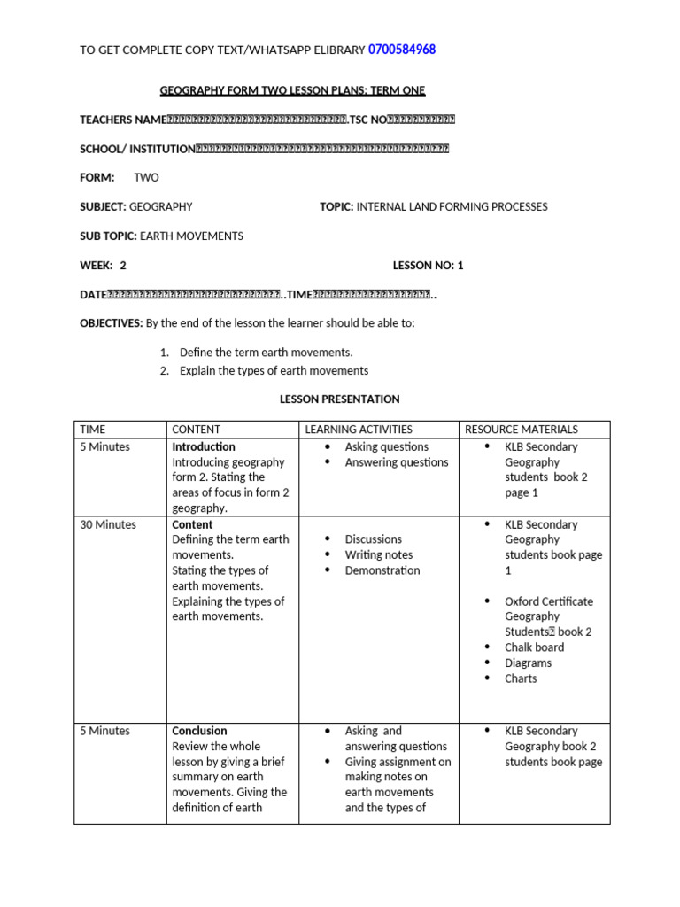 New Geography Lesson Plans | PDF | Plate Tectonics | Lesson Plan