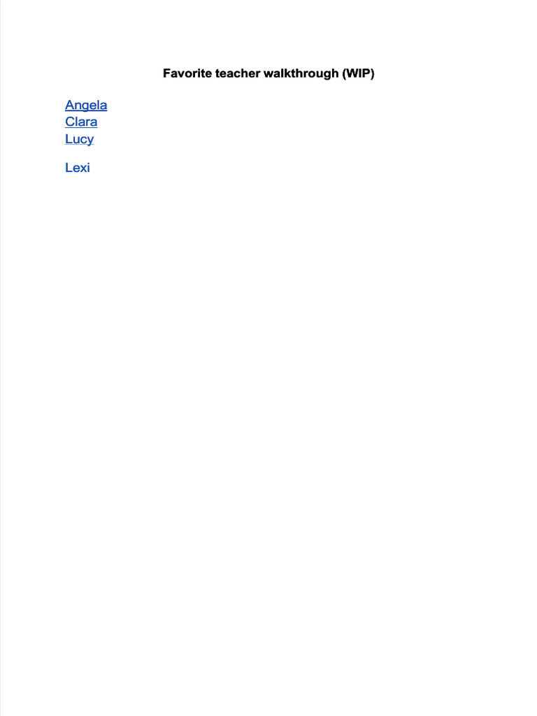 Favorite Teacher Walkthrough | PDF