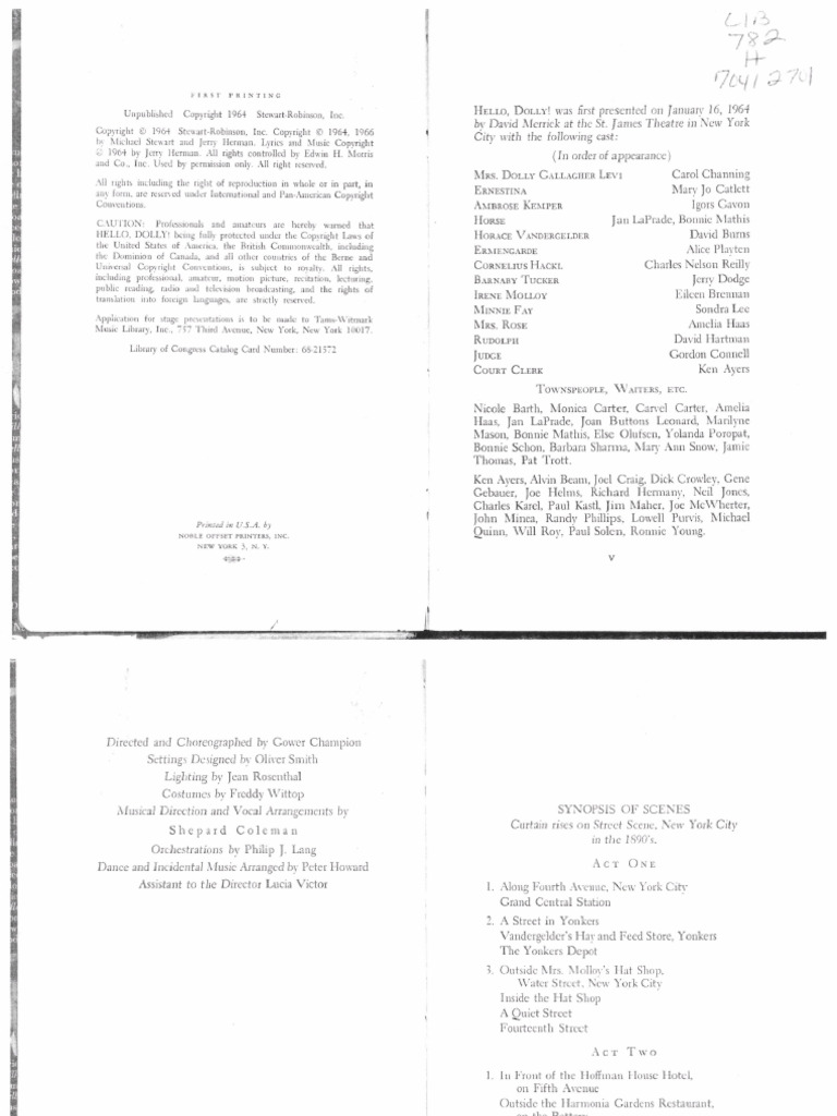 Hello Dolly Act One | PDF