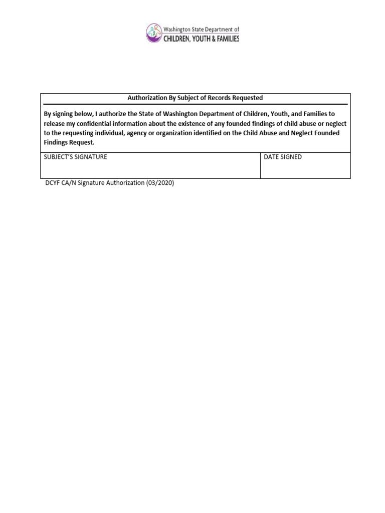 DCYF Authorization for Records Release | PDF