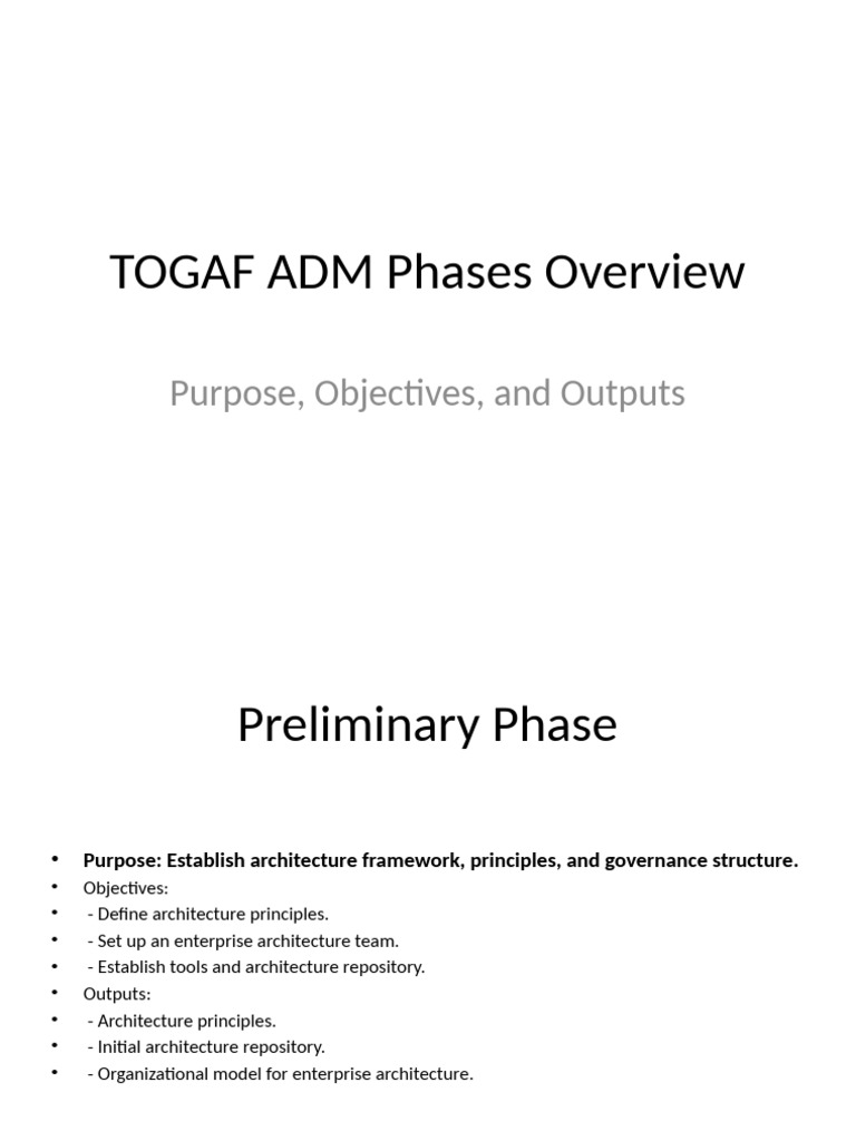 Togaf Phases Overview | PDF | Enterprise Architecture | Information Science