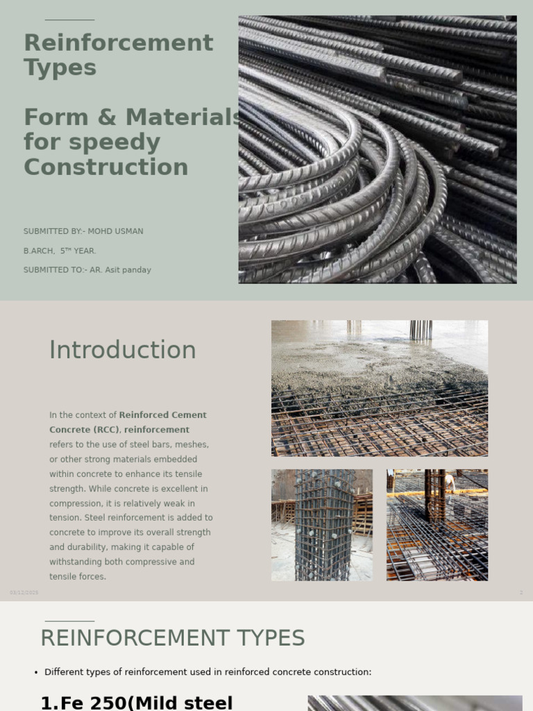 Reinforcement Types | PDF | Reinforced Concrete | Concrete