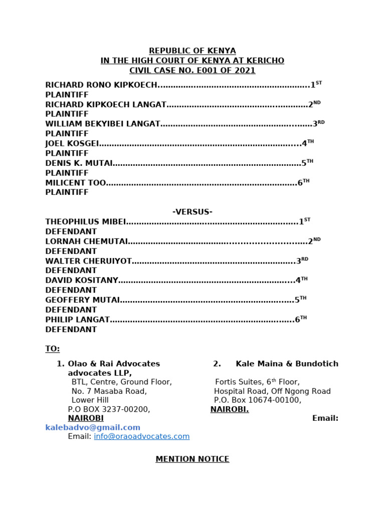 Mention Notice-Kericho | PDF