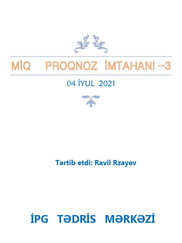 2021 MİQ 3 Cavablı | PDF