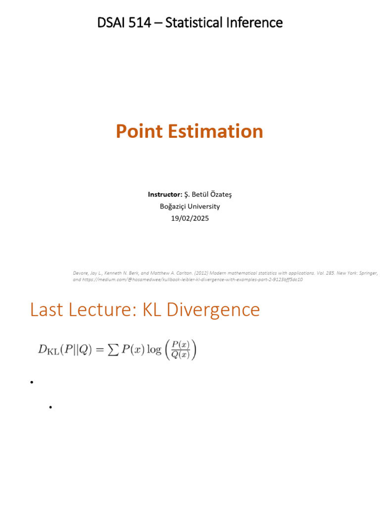 DSAI514-lec2-point-estimation-part-1 | PDF | Logarithm | Probability Theory