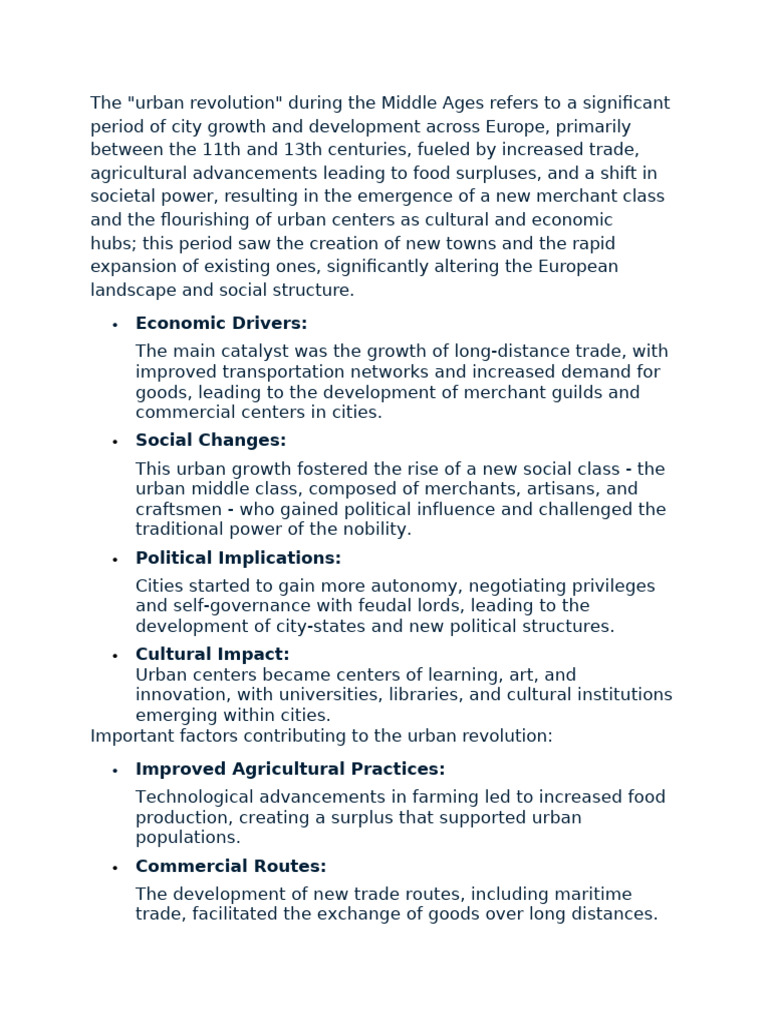 Urban Revolution Middle Ages | PDF | Trade | Middle Ages
