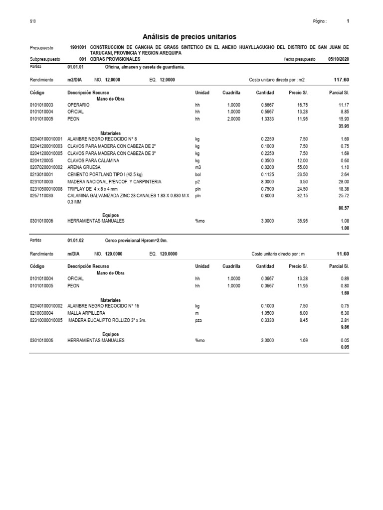 Acu - Obras Provisionales | PDF