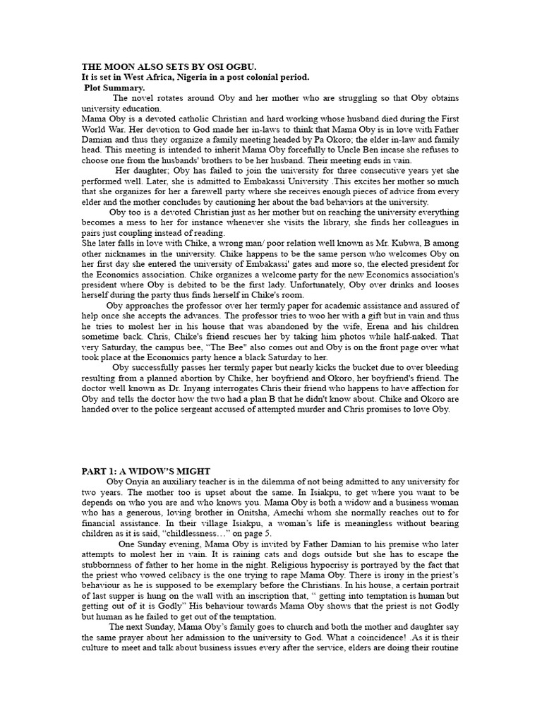 The Moon Also Sets - Synopsis | PDF