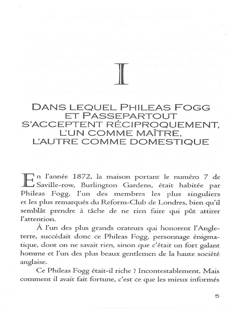 Livre Le Tour Du Monde en 80 Jours - Chapitre 1 Et 2 | PDF