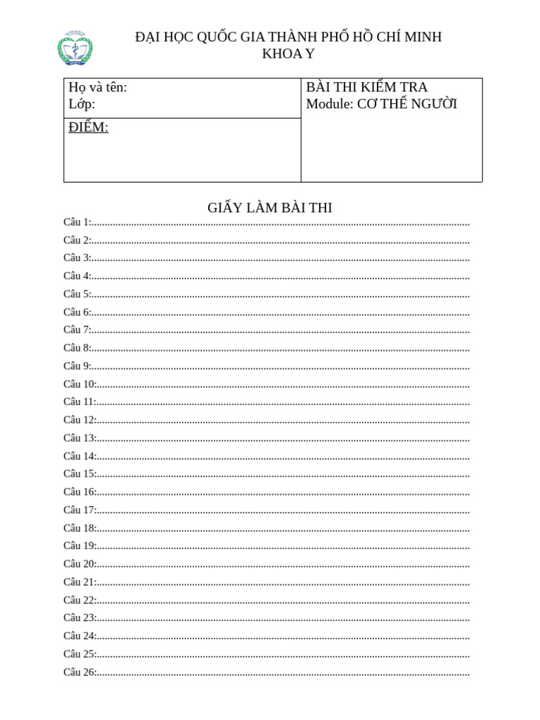 Giấy Làm Bài Thi OSCE | PDF
