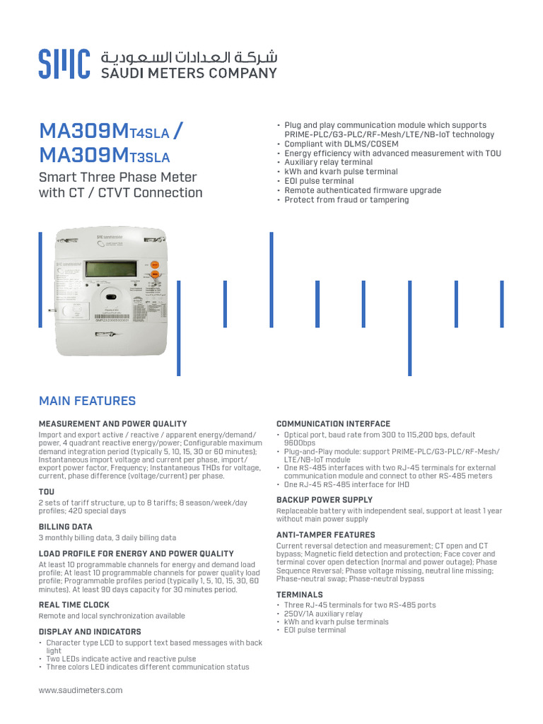 SMC Electric Meter - CT CTVT - SEC Approved | PDF | Mains Electricity ...