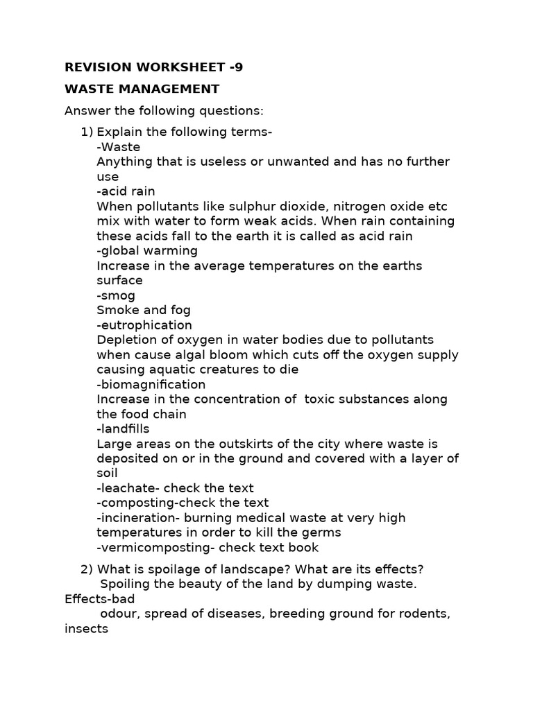 Geo - ICSE Class10 - Waste Management | PDF