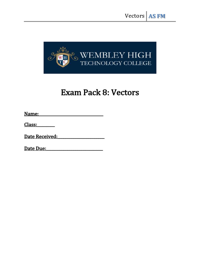 Exam Pack 8 Vectors | PDF