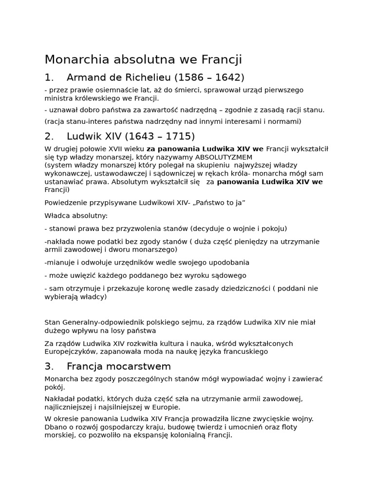 Monarchia Absolutna We Francji | PDF