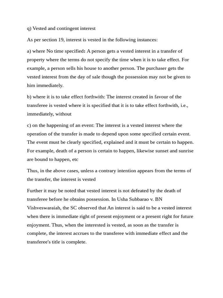 Vested and Contingent Interest | PDF | Property Law | Justice