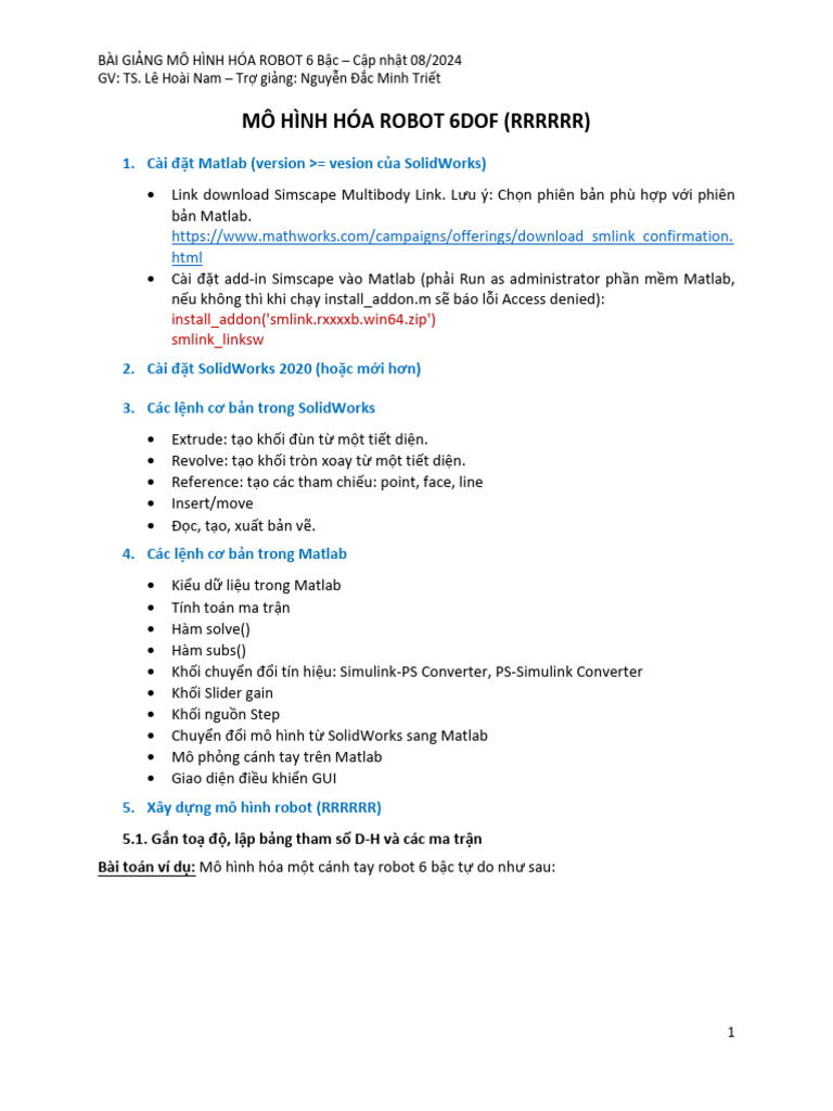 Robot6DOF Project Tutorial | PDF