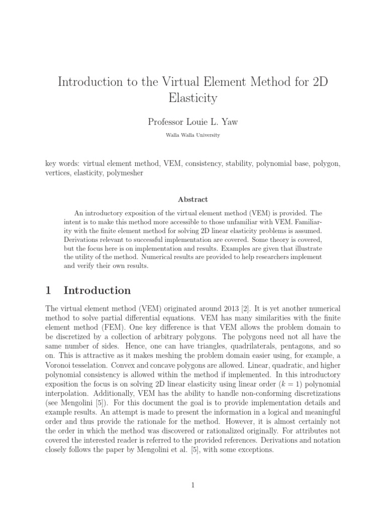 Intro To Vem | PDF | Finite Element Method | Matrix (Mathematics)