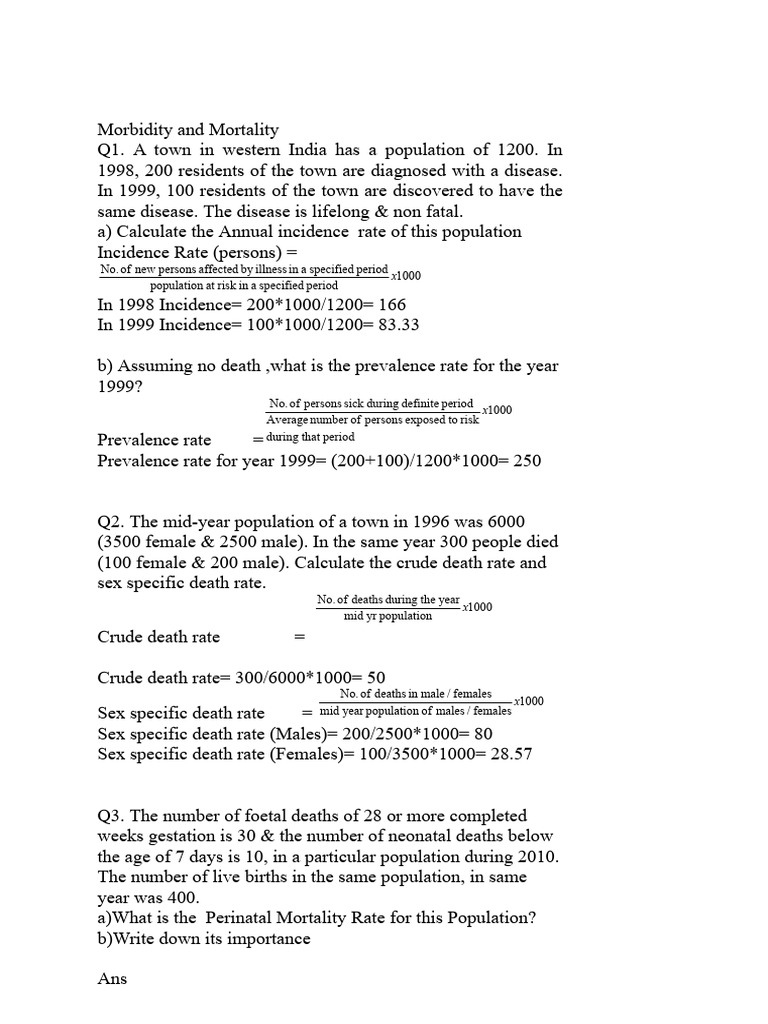 Morbidity and Mortality Rates Analysis | PDF | Mortality Rate | Medical ...