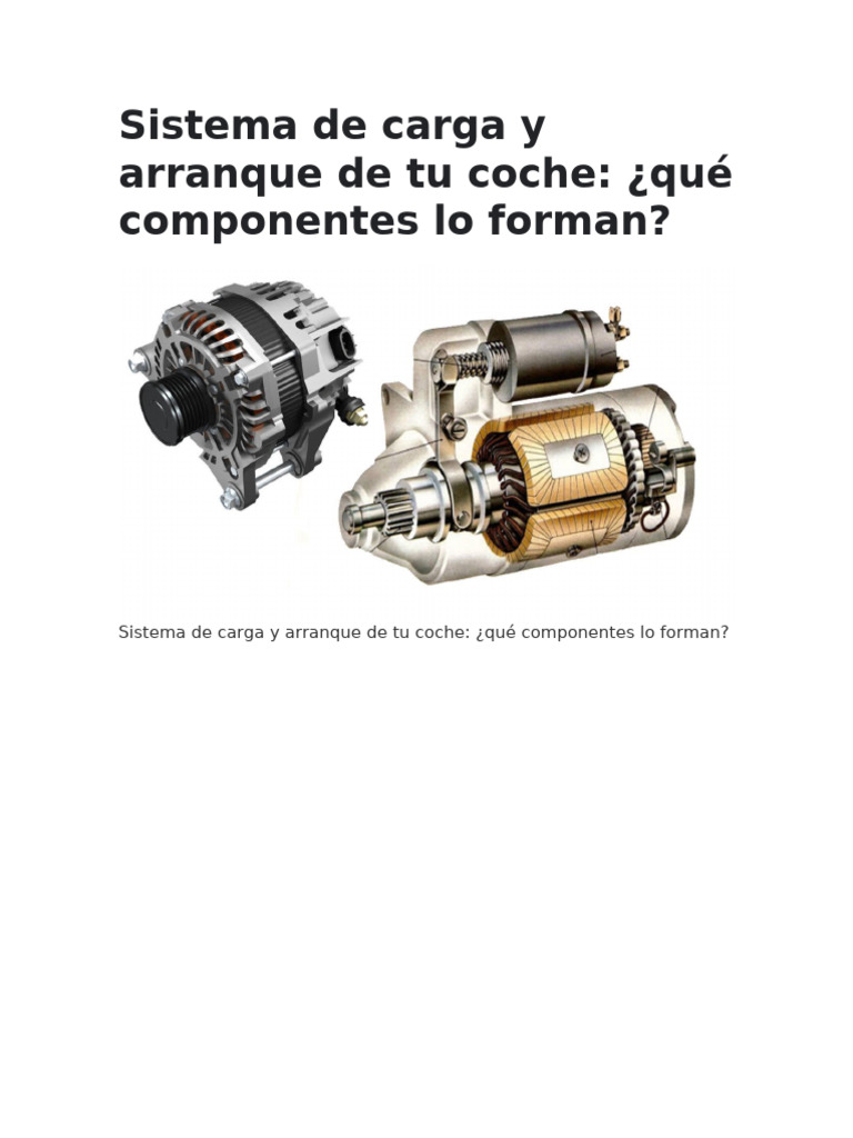 Sistema de Carga y Arranque de Tu Coche | PDF | Ingenieria Eléctrica | Engranaje