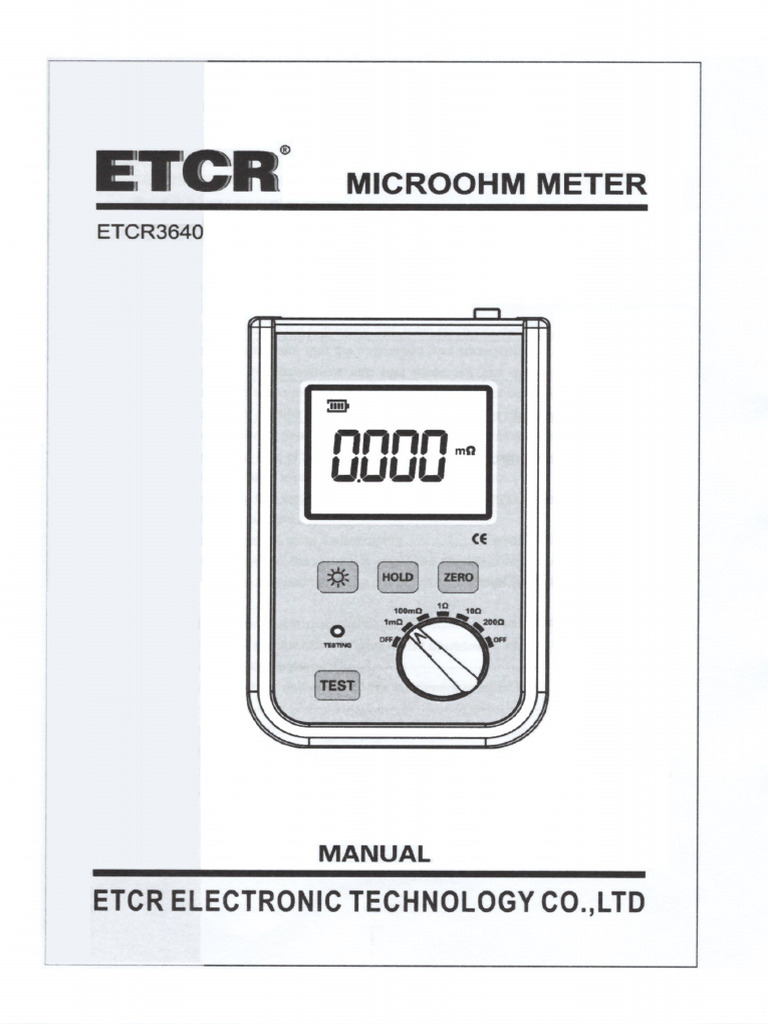 Micro-Ohmmeter ETCR 3640 Manual | PDF