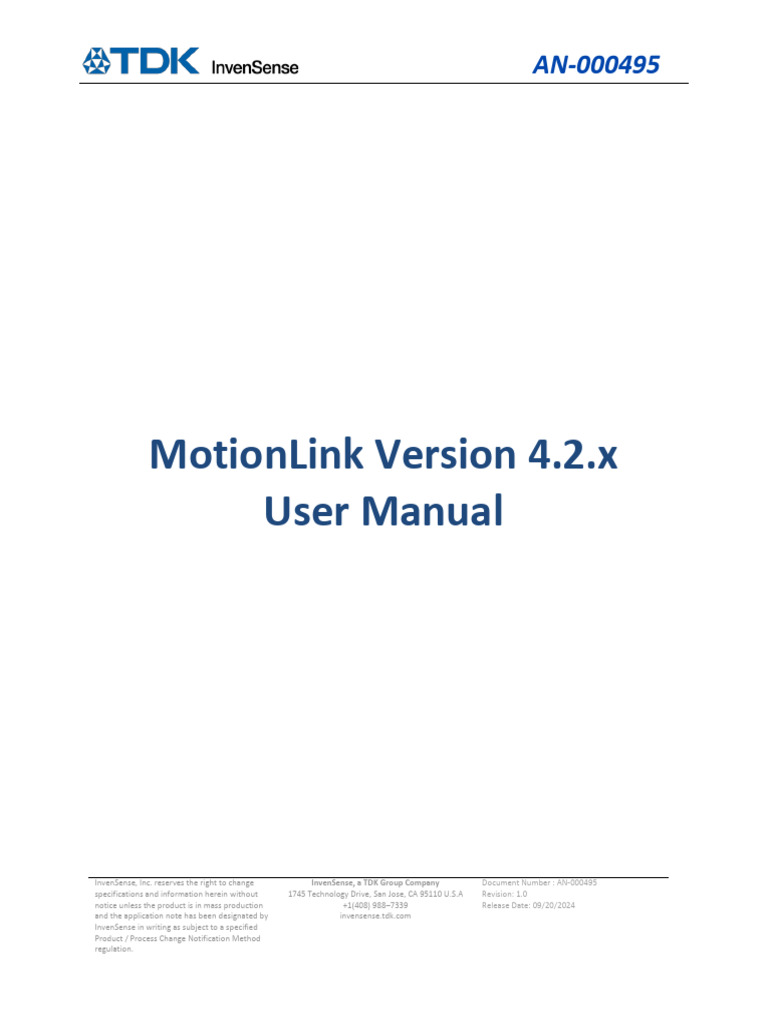 TDK-InvenSense MotionLink - 4.2.x - User - Manual v1.0 | PDF | Computer File | Accelerometer