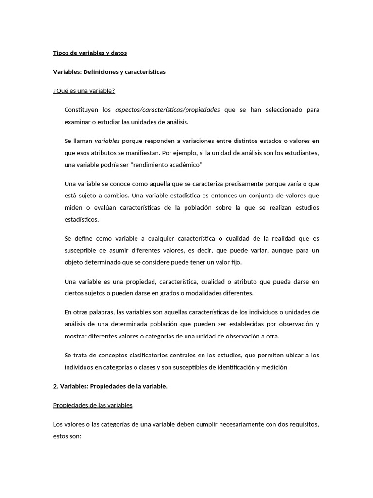 3º Tipos de Variables y Datos | PDF | Nivel de medida | Variable ...