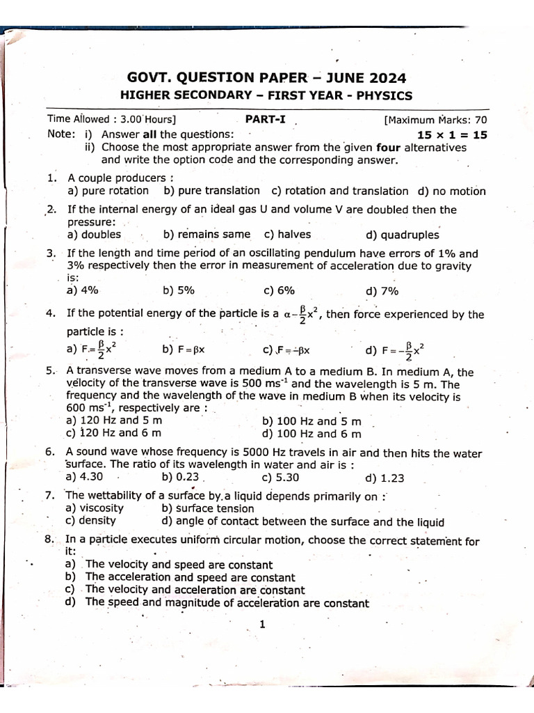 Class 11 Physics Question Bank | PDF