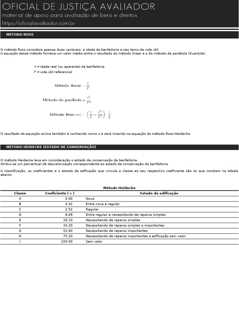 Método Ross-Heidecke para Depreciação | PDF | Depreciação | Cálculo
