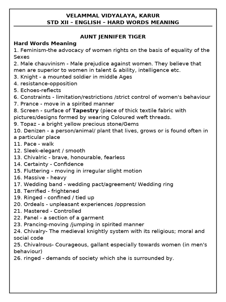 Hard Words and Their Meanings | PDF