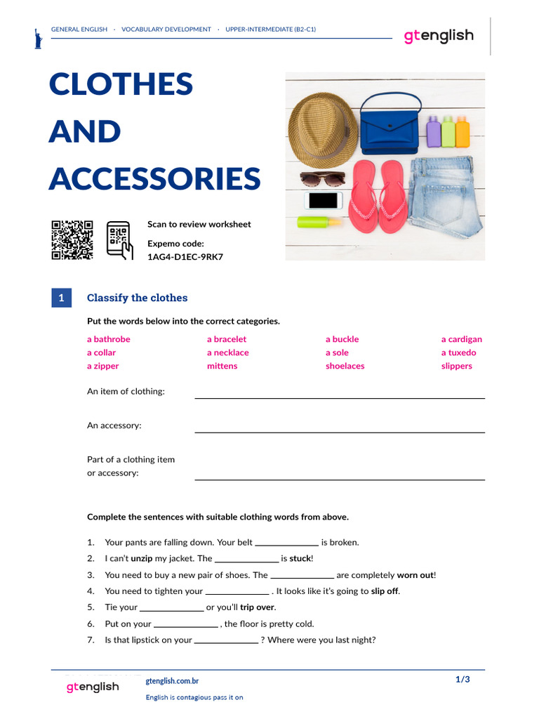 Clothes and Accessories American English Teacher | PDF | Clothing ...