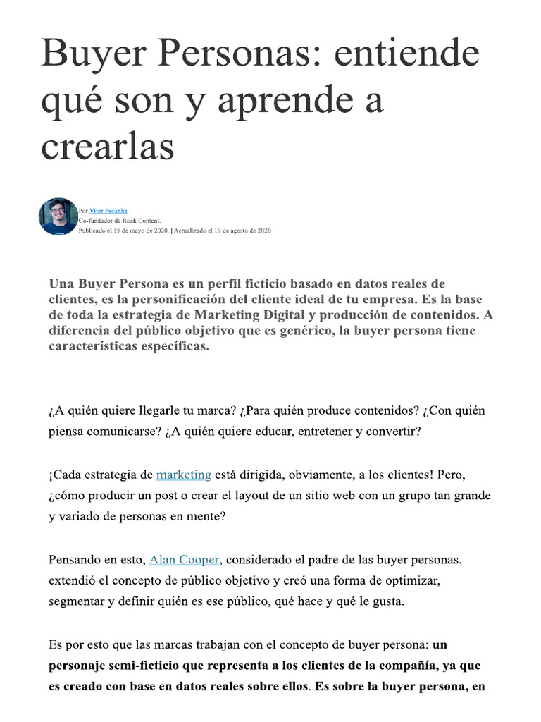 Buyer Personas Entiende Entiende Qué Son y Aprende A Crearlas | PDF