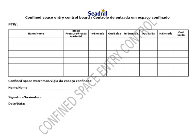 Confined Space Entry Control Board | PDF