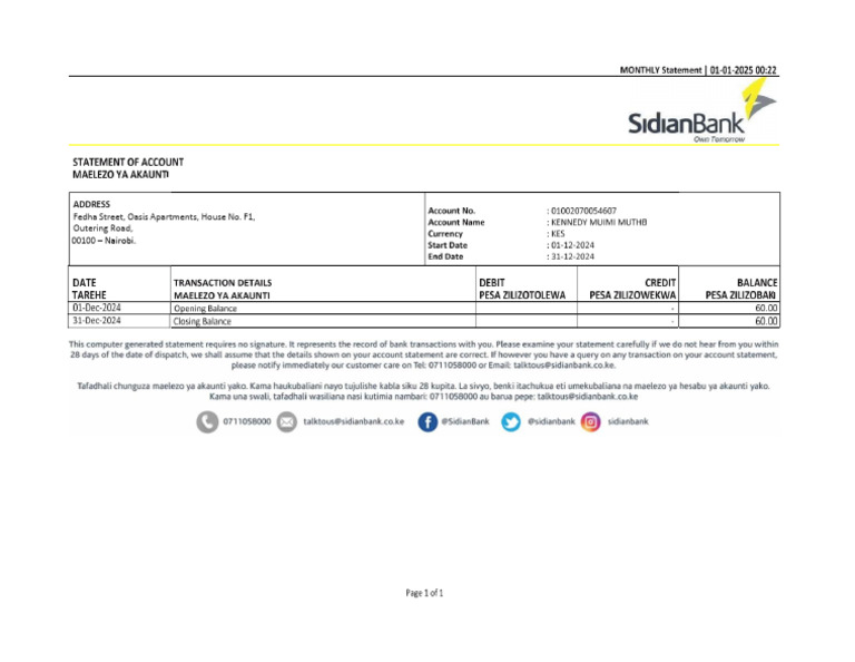 Bank Statement 1 | PDF