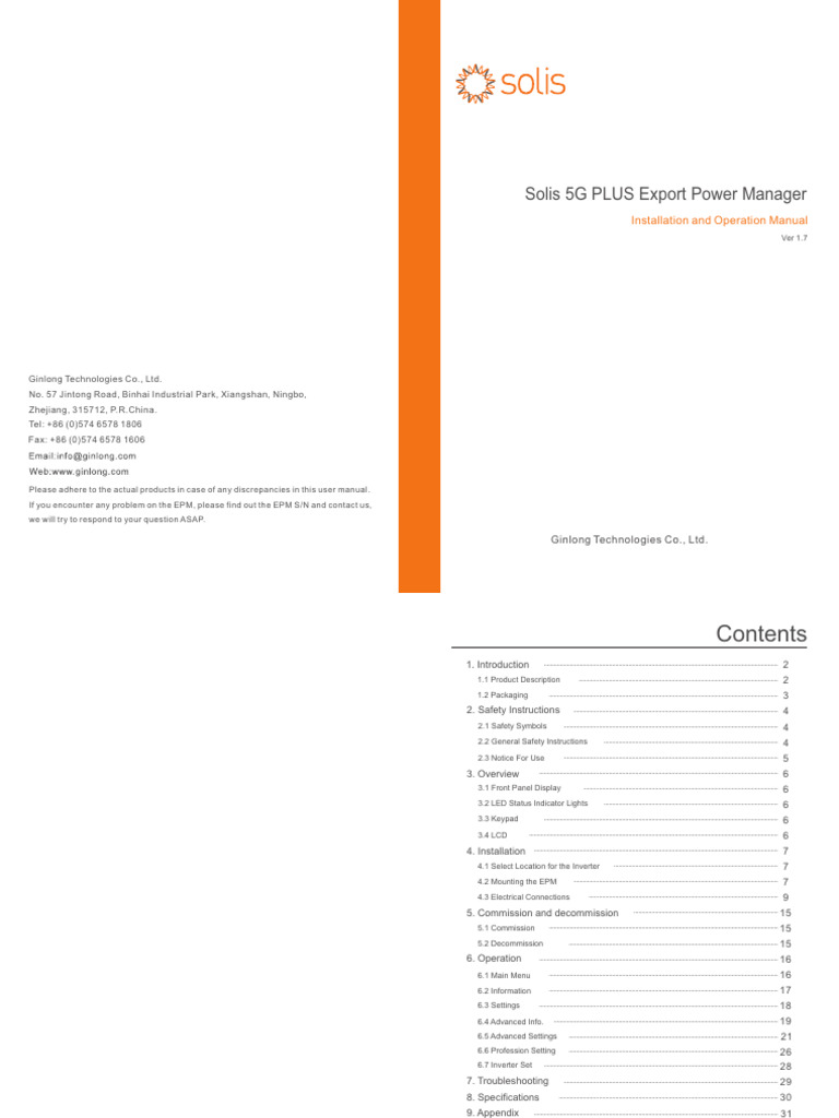 Solis Manual EPM 5G-Plus V1,7 (20240816) | PDF | Electrical Wiring | Electrical Components