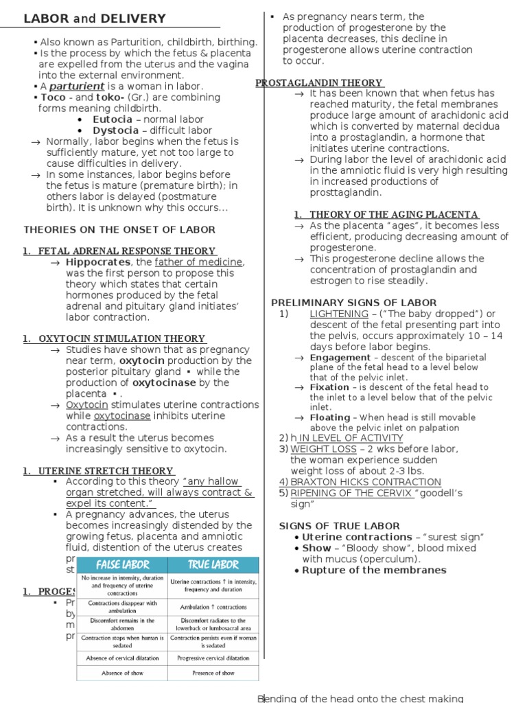 Labor and Delivery | PDF | Uterus | Childbirth